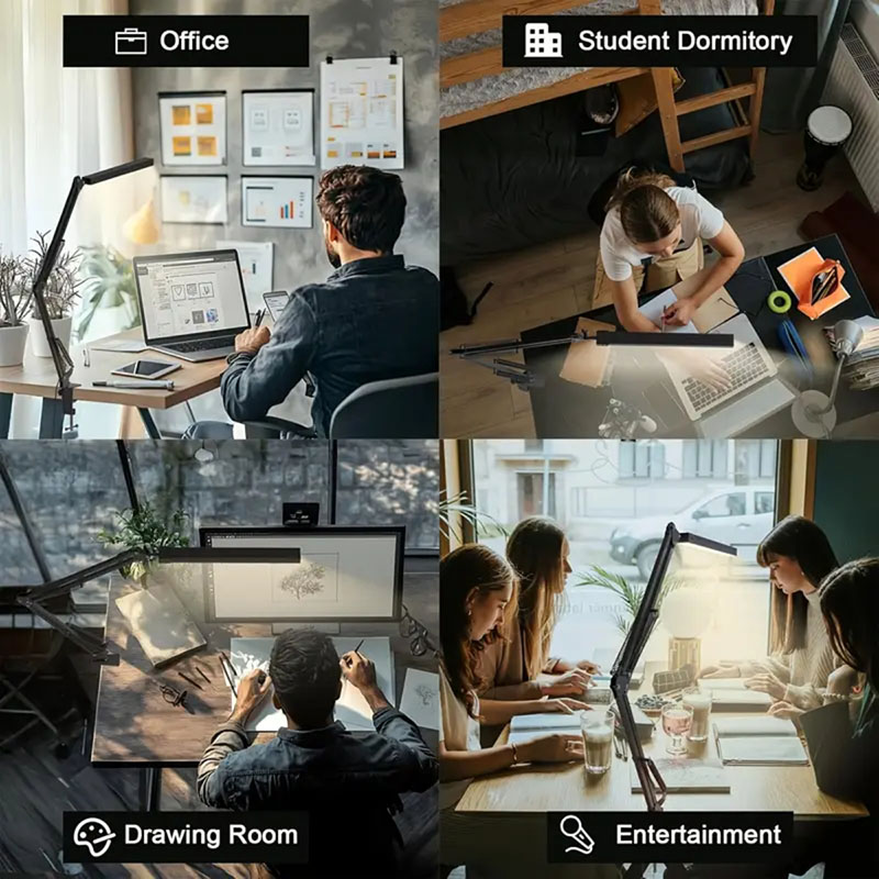 UORRIS LED Folding Metal Desk Lamp Clip On Light Clamp Long Arm Table ...