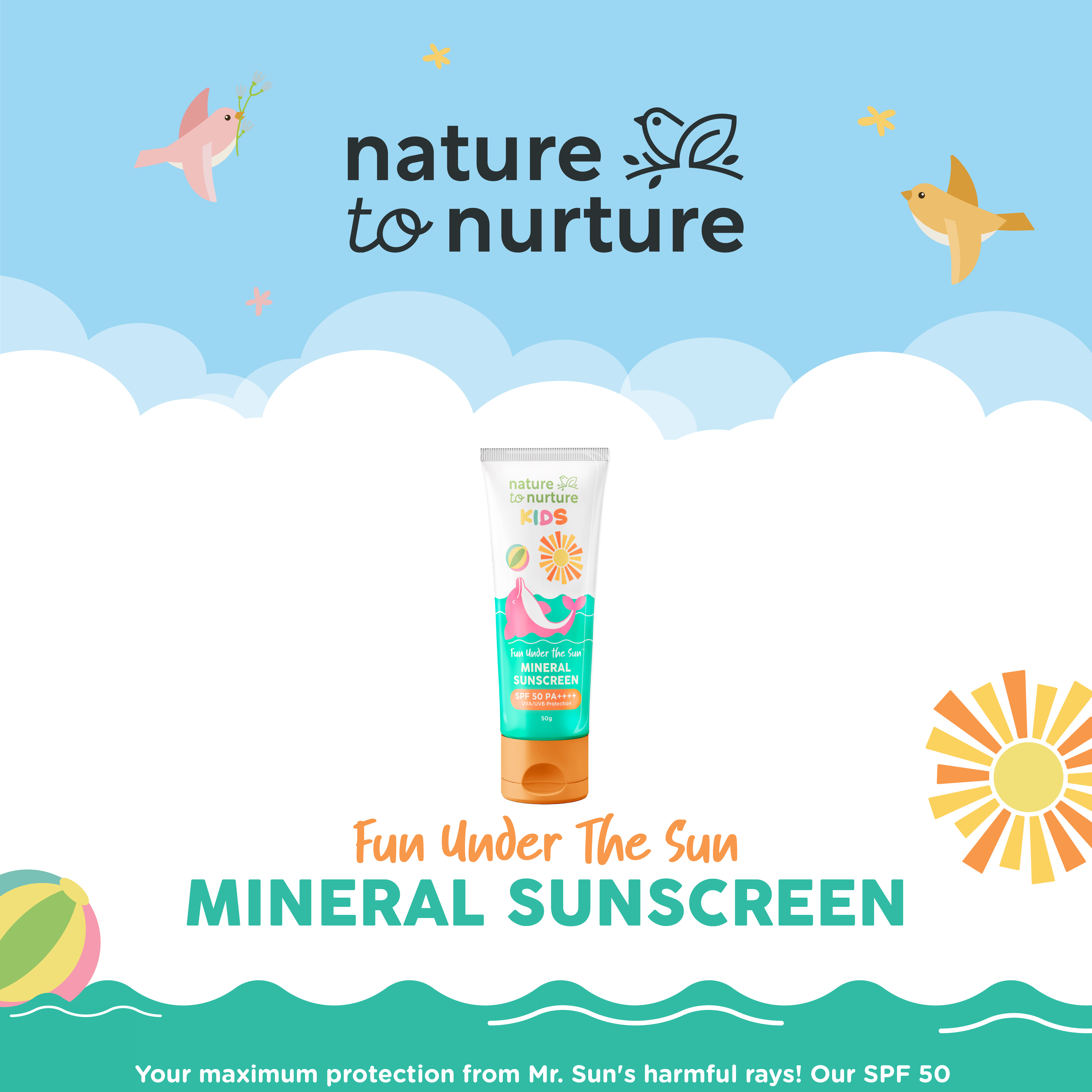 Nature to Nurture Kids Fun Under the Sun Mineral Sunscreen SPF 50 ...