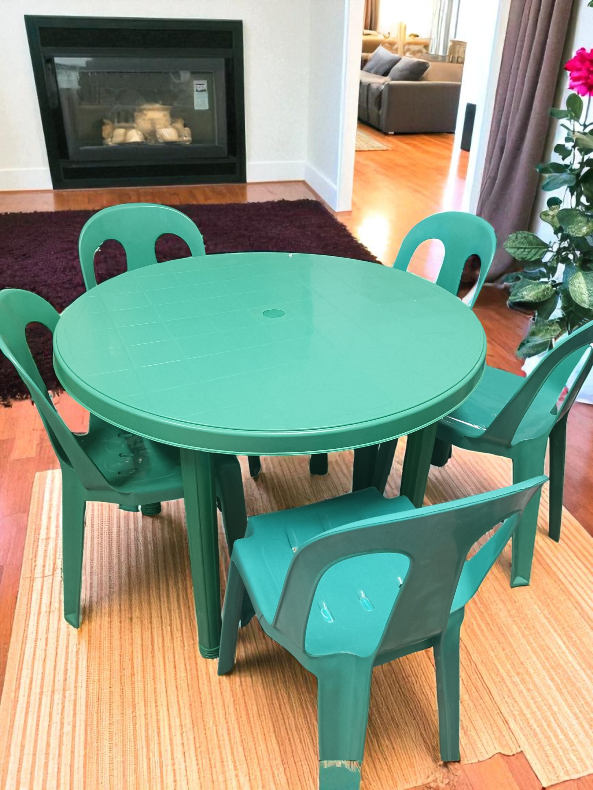 SET ROUND TABLE 37" & 4PCS CHAIR MONOBLOC PLASTIC TABLE AND CHAIR (1 PC ...