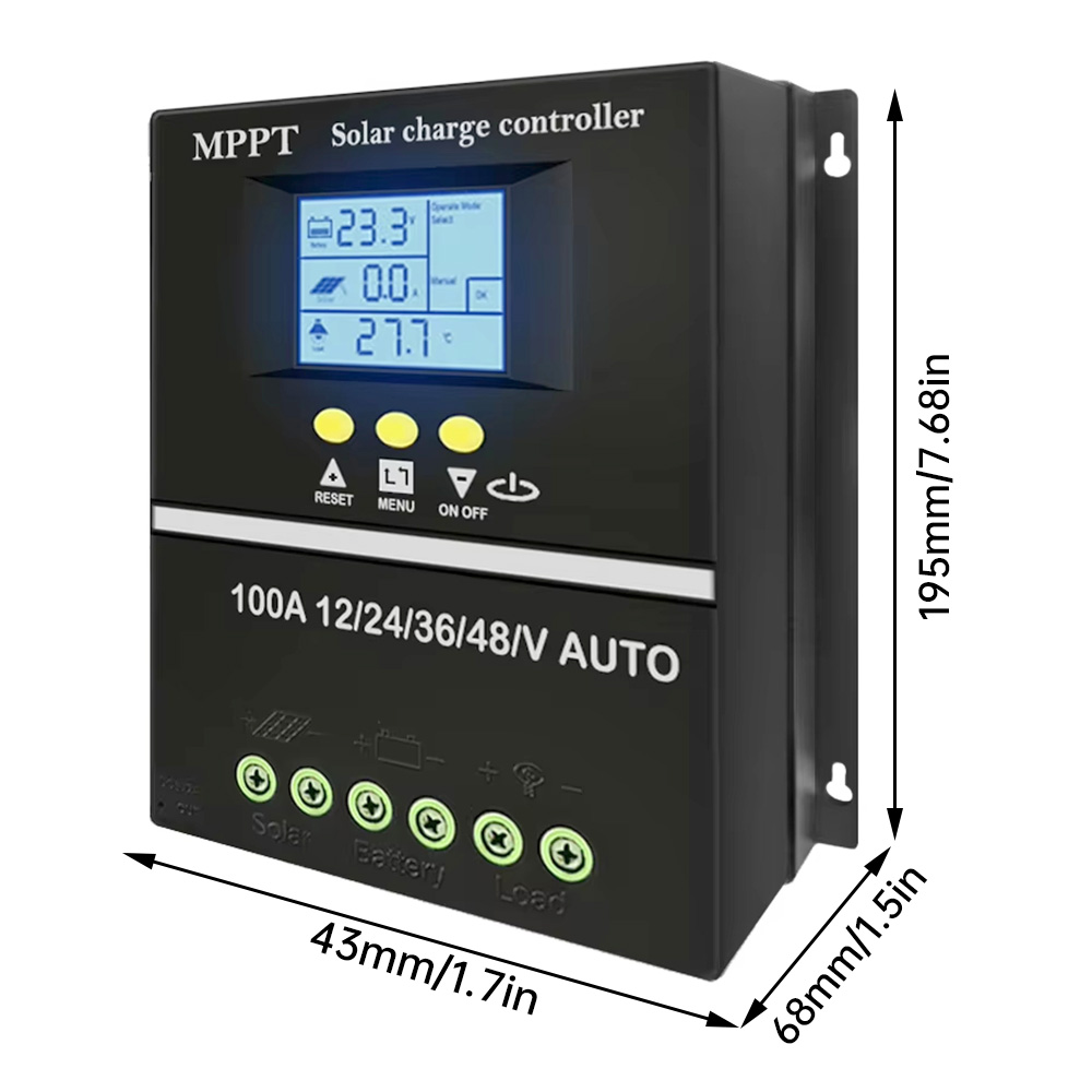 MPPT Solar Controller 30A/ 60A/80A/100A 12V 24V 36V 48V With LCD Screen AUTO Battery Charger ...