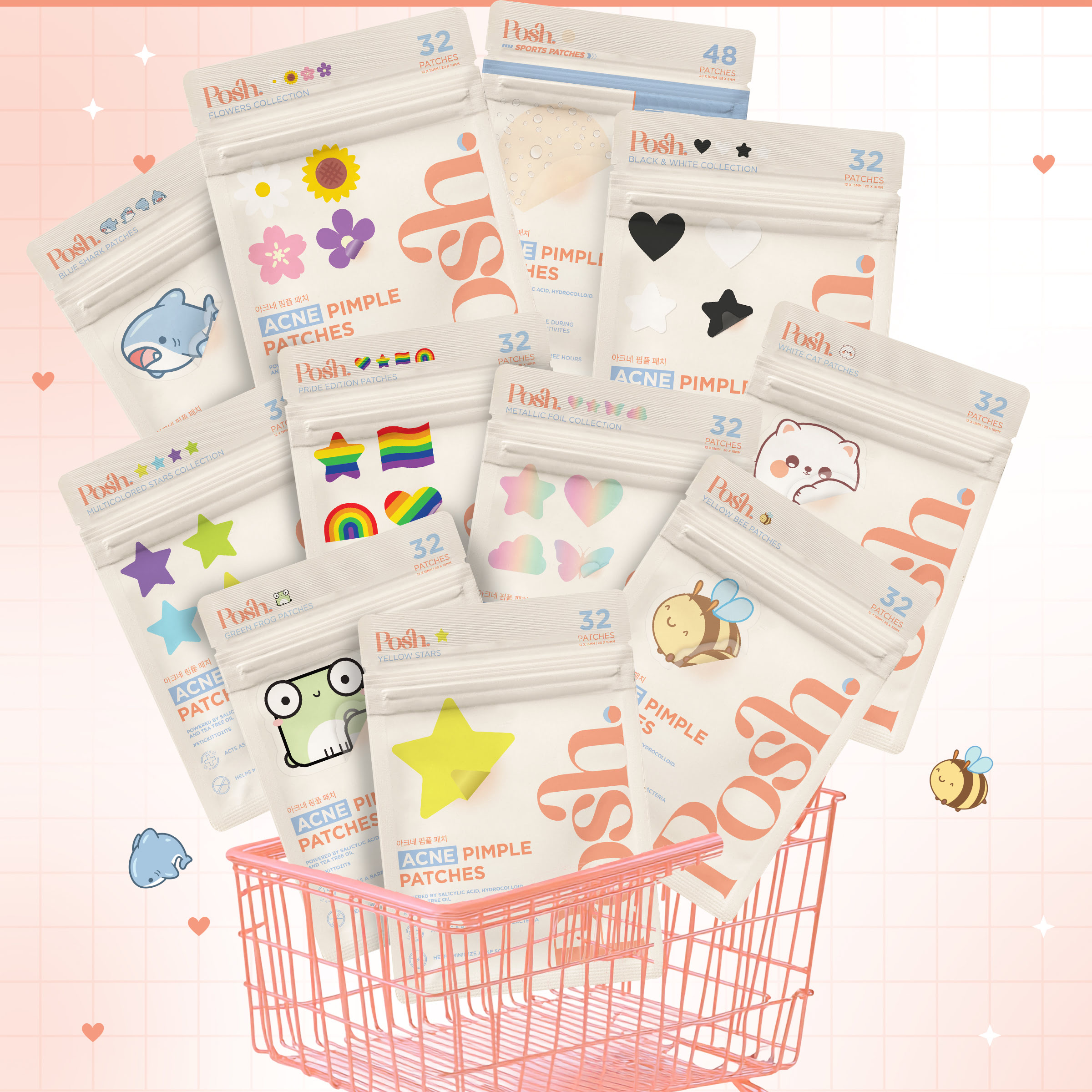 FLOWERS Posh Skin Pimple Patch 32pcs - Hydrocolloid Acne Spot Pimple ...