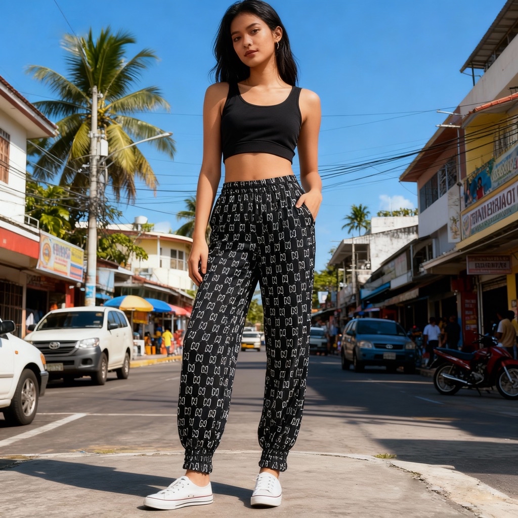 Southeast Asian Summer Breathable Chiffon Jogger Pants for Women Anti ...