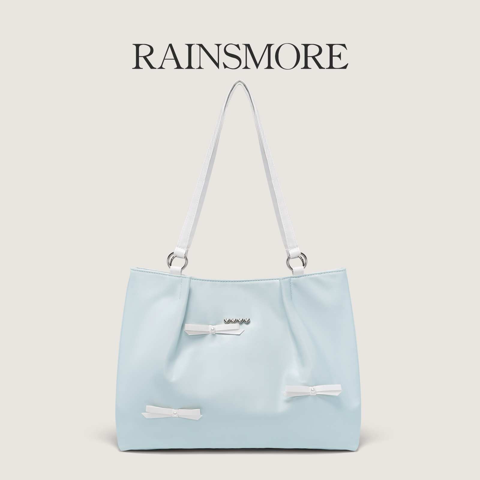 RAINSMORE-Light blue tote bag na may disenyo ng paruparo na yumuko ...