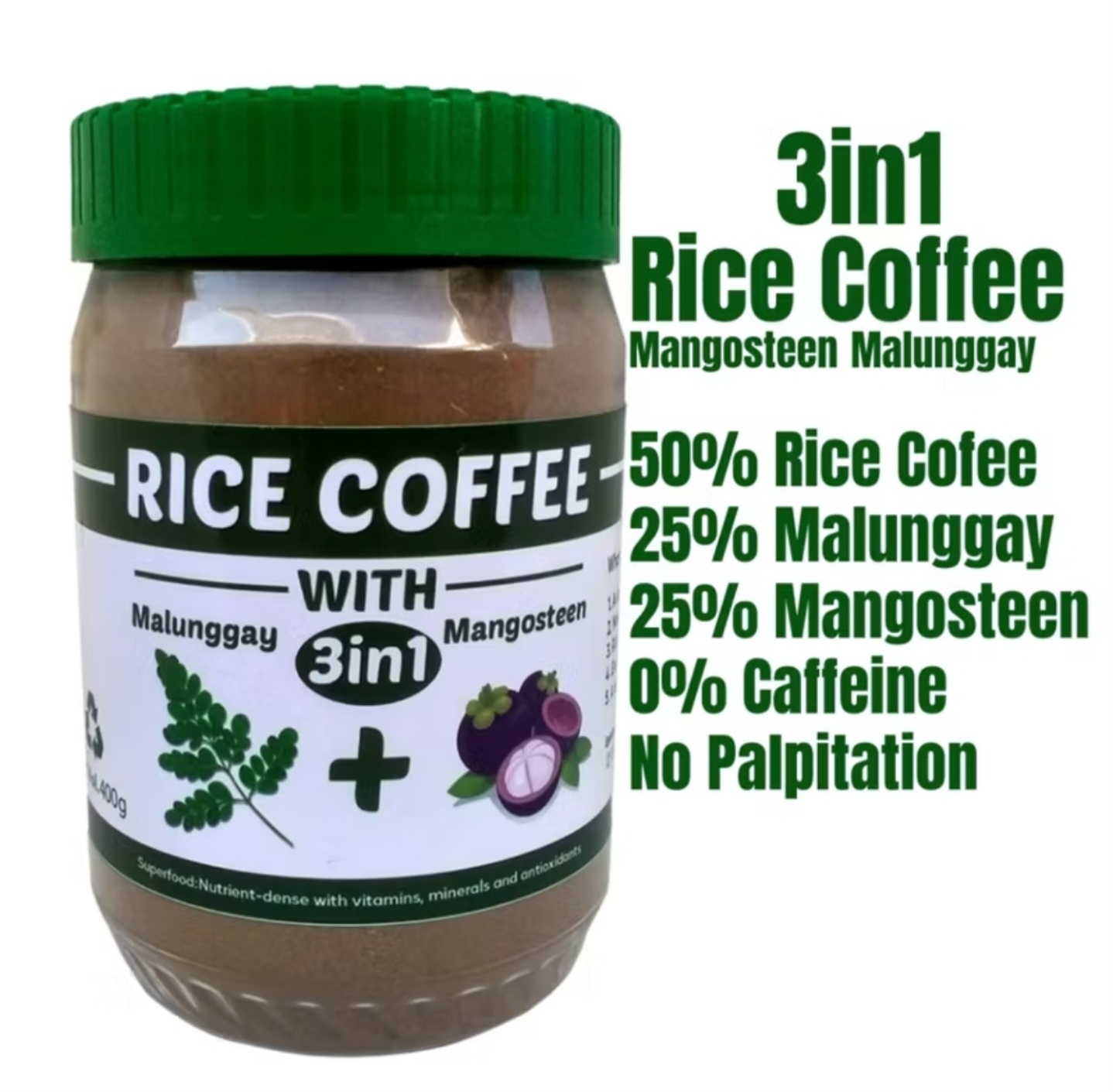Rice Coffee with Malunggay and Mangosteen 400 Grams | No Caffeine ...