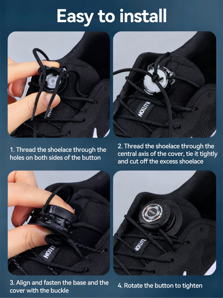 ICON Automatic Shoelaces Thick Rope Rotating Buckle Shoelaces Sports ...