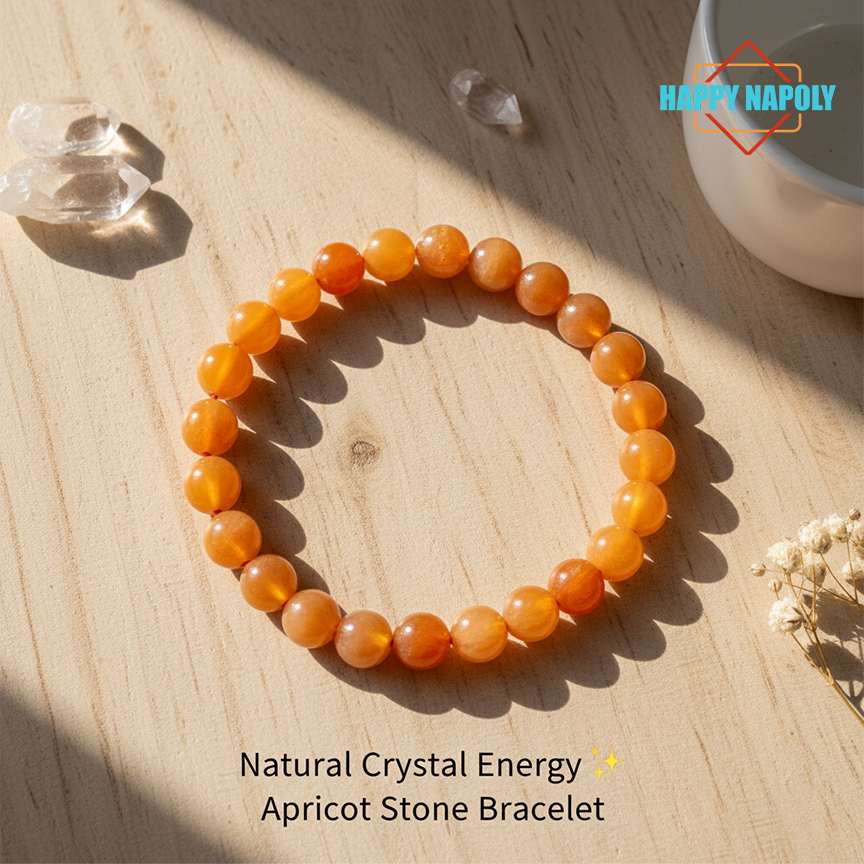 Apricot Crystal Bracelet Natural Stone Beads | Healing Energy, Love ...