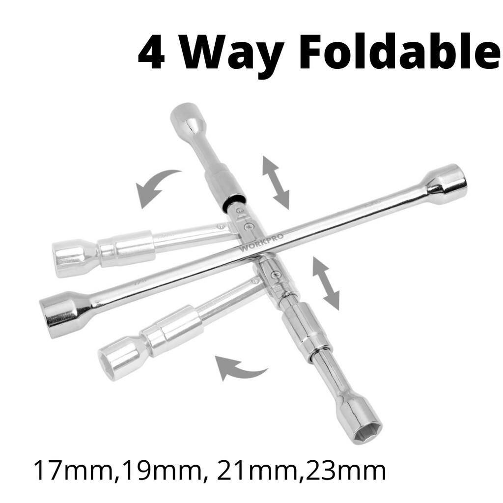 Folding 4-Way Cross Socket Wrench for Car Tire Removal and Repair ...
