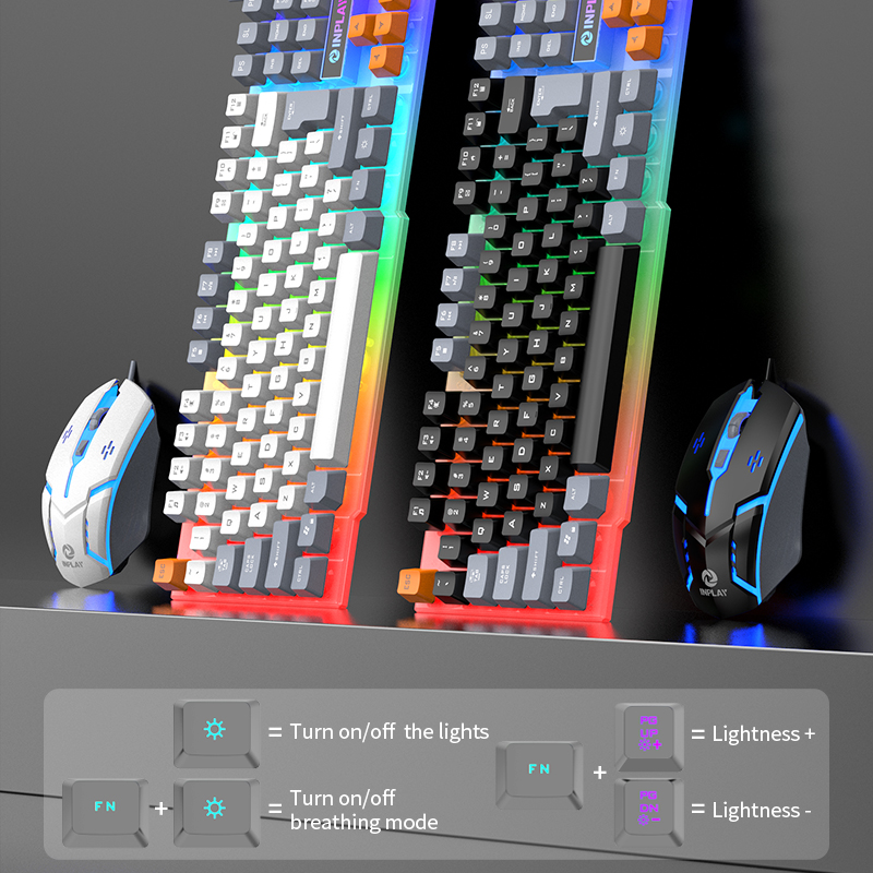 Inplay STX365 Colorful Keyboard and Mouse Set Combo Wired Gaming ...