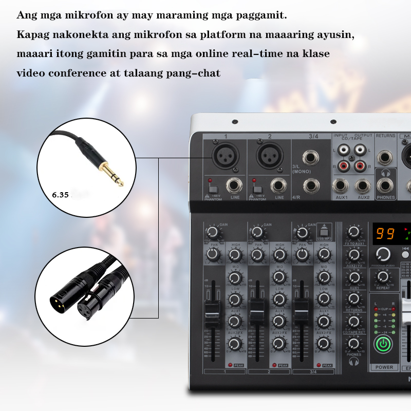 audio mixer 4/6 channel audio mixer with equalizer Sound Mixer ...