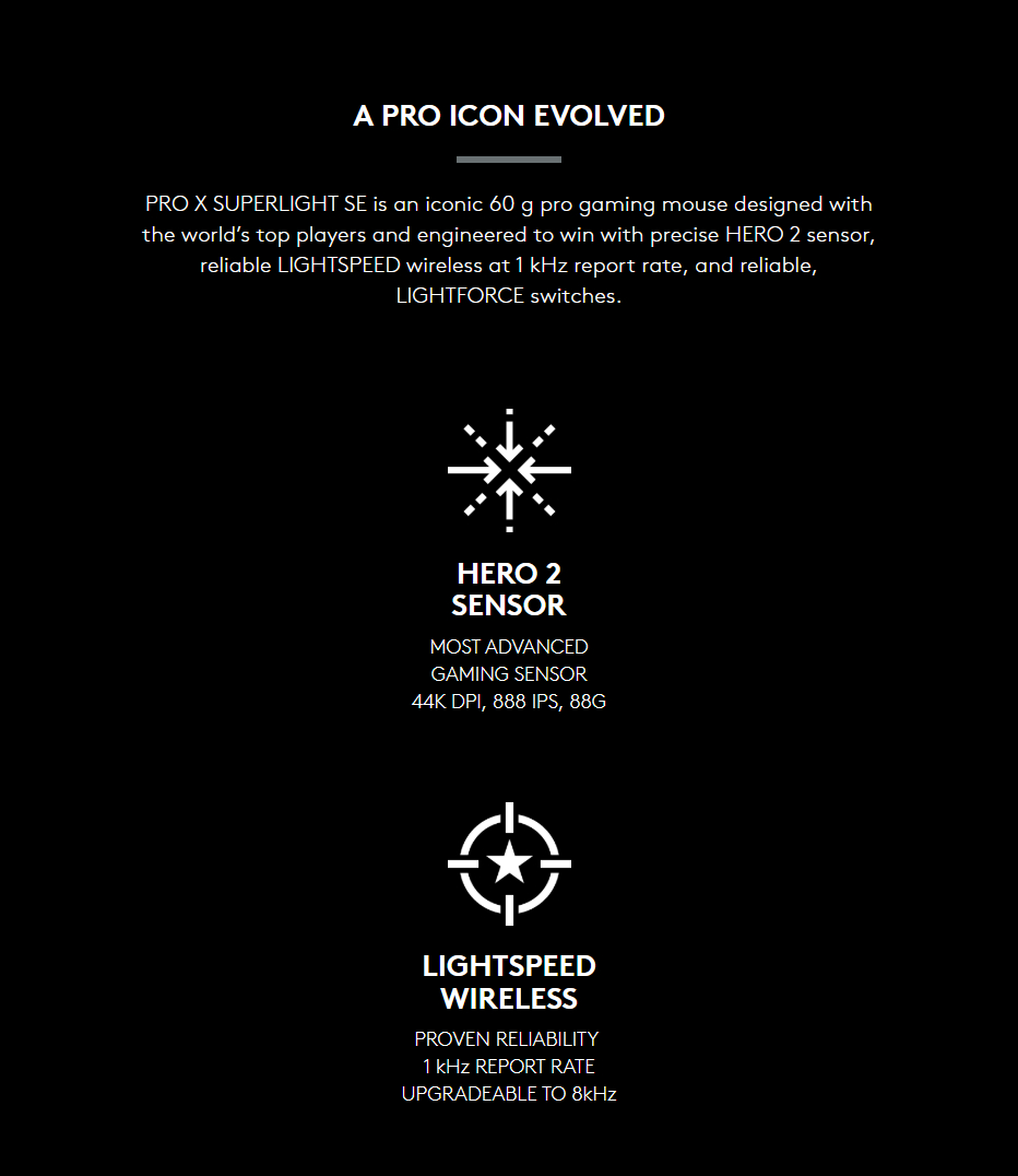 Logitech Gaming Mouse G Pro X Superlight 2 SE 44k DPI Hero 2 Lightspeed ...