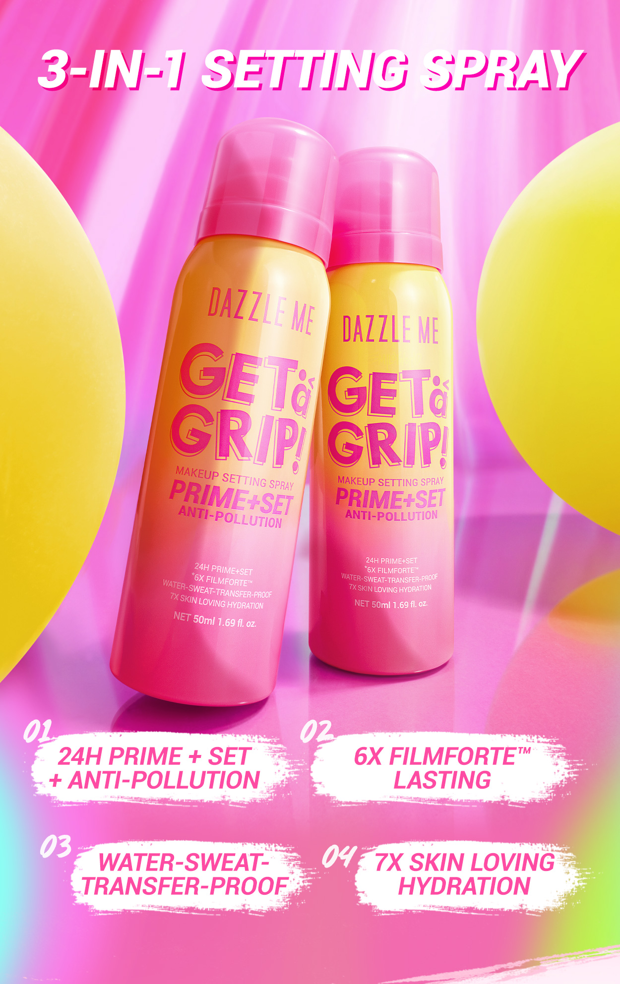 MOST LOVED! | DAZZLE ME Get a Grip! Makeup Setting Spray Prime+Set Anti ...