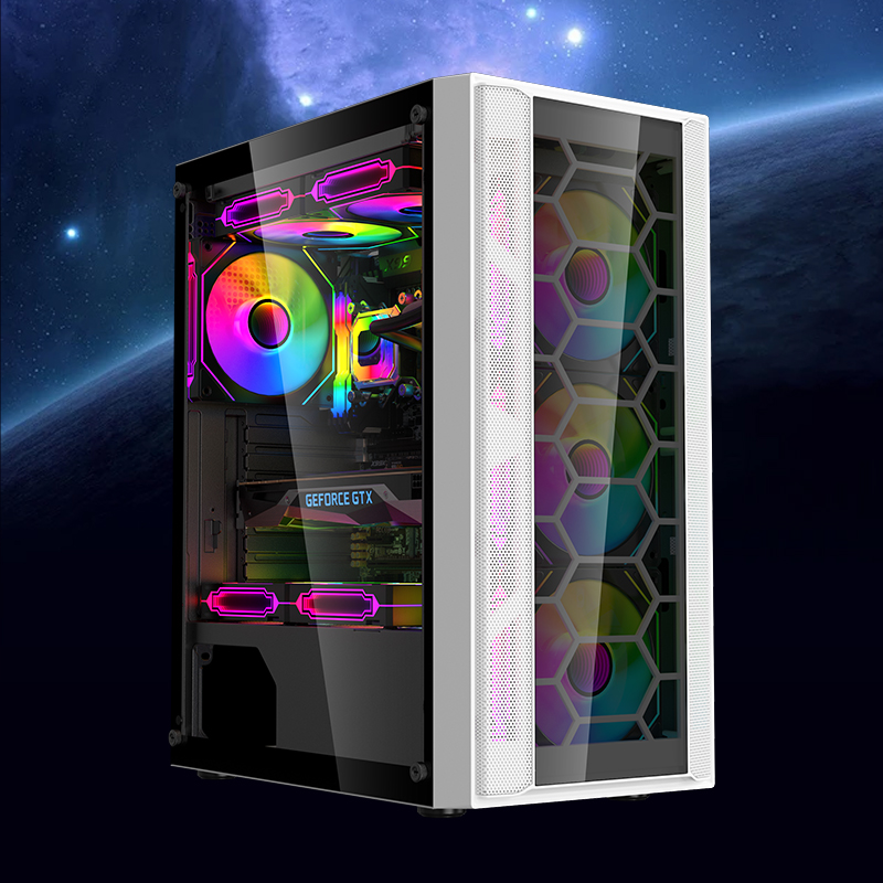 Esgaming F07 Pc Case Tempered Glass Side Mesh Front Panel ATX-Mid-Tower ...