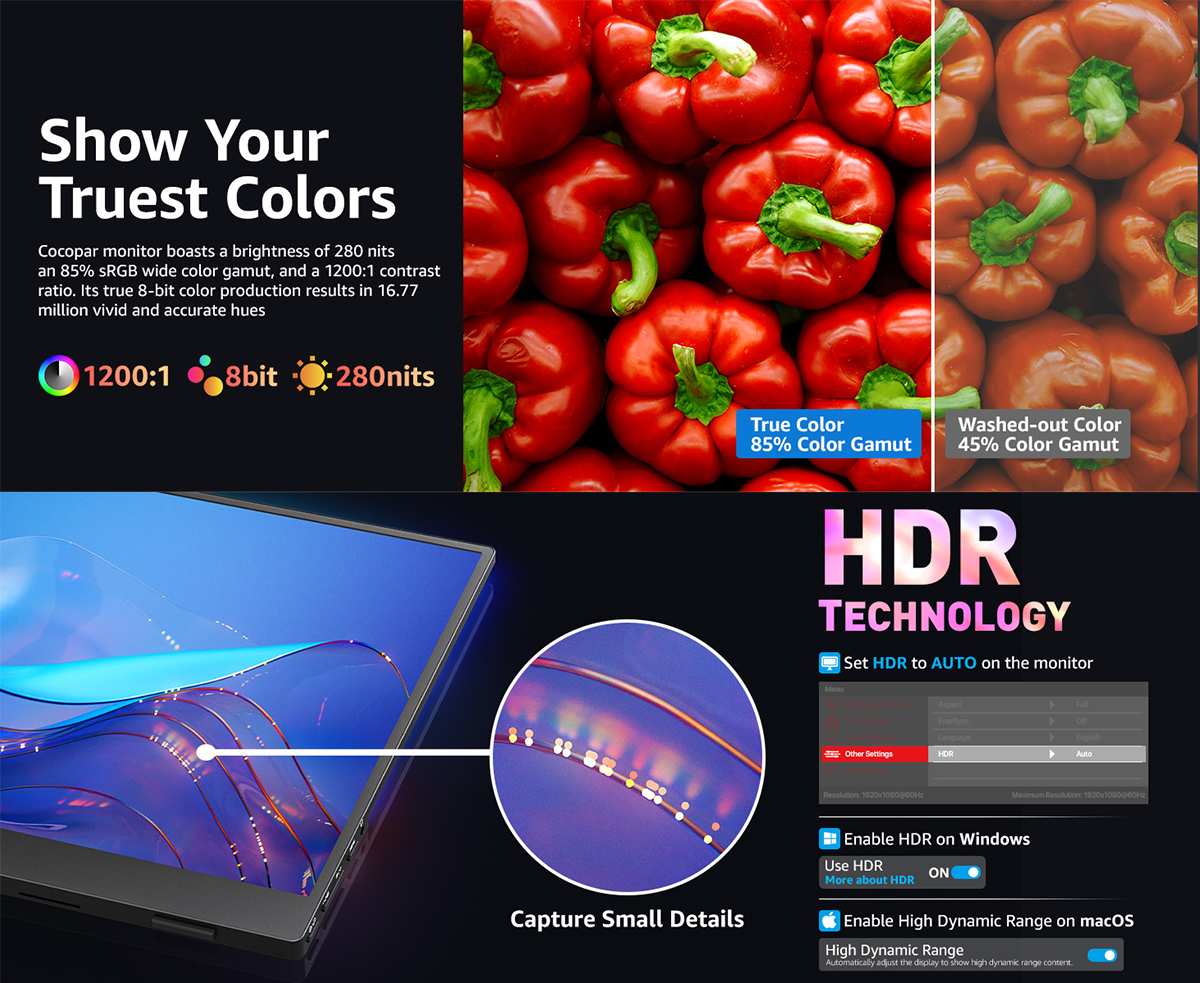 Nvision 15.6 Inch Portable Monitor Laptop Screen Extender FHD 60HZ ...