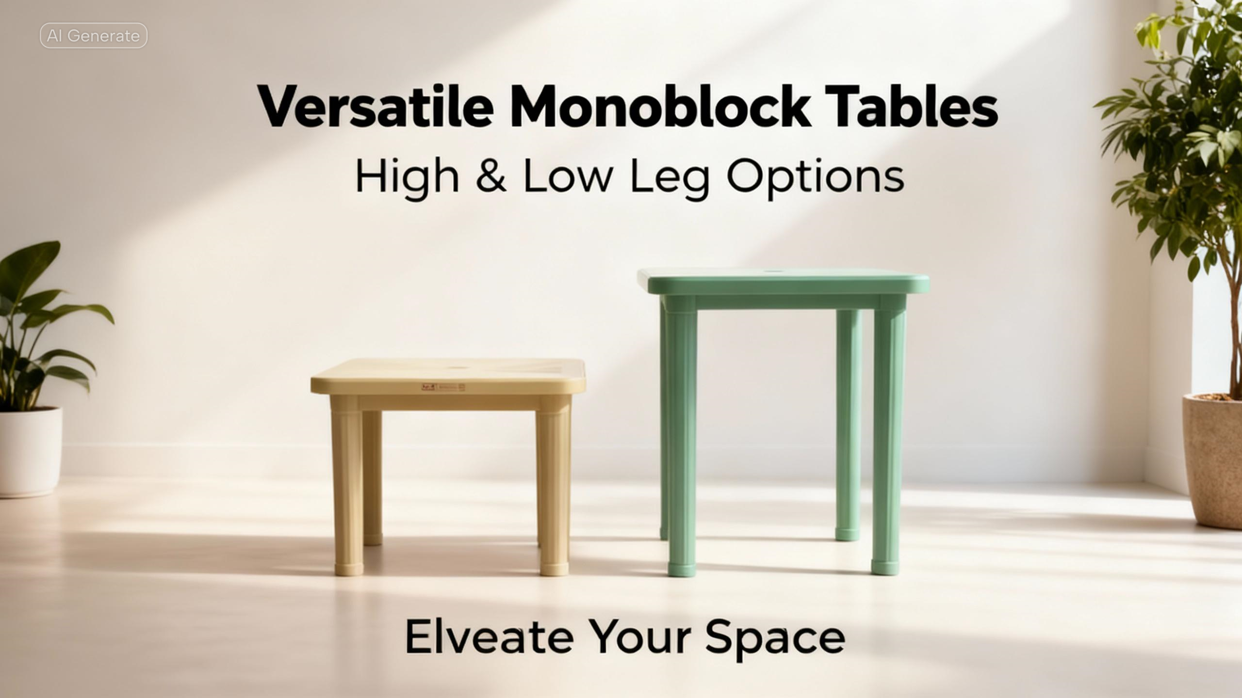 J&T (4 seater) Heavy Duty Monobloc Table 24X24 and 24x24 Dining table ...