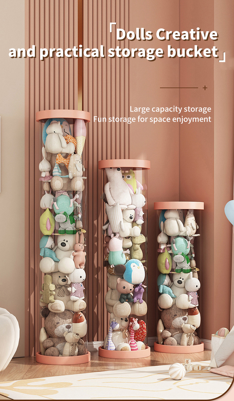Stuff Toys Organizer Large Capacity Toy Storage Bucket Transparent PVC ...