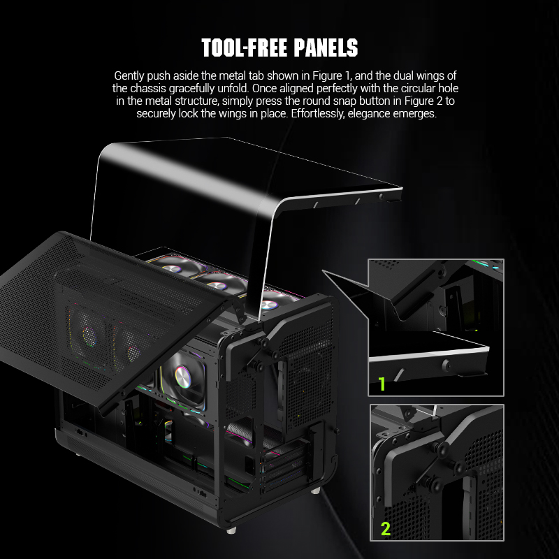 ESGAMING 7 Micro ATX Gaming PC Case With 3 Fans Tempered Glass Dual ...
