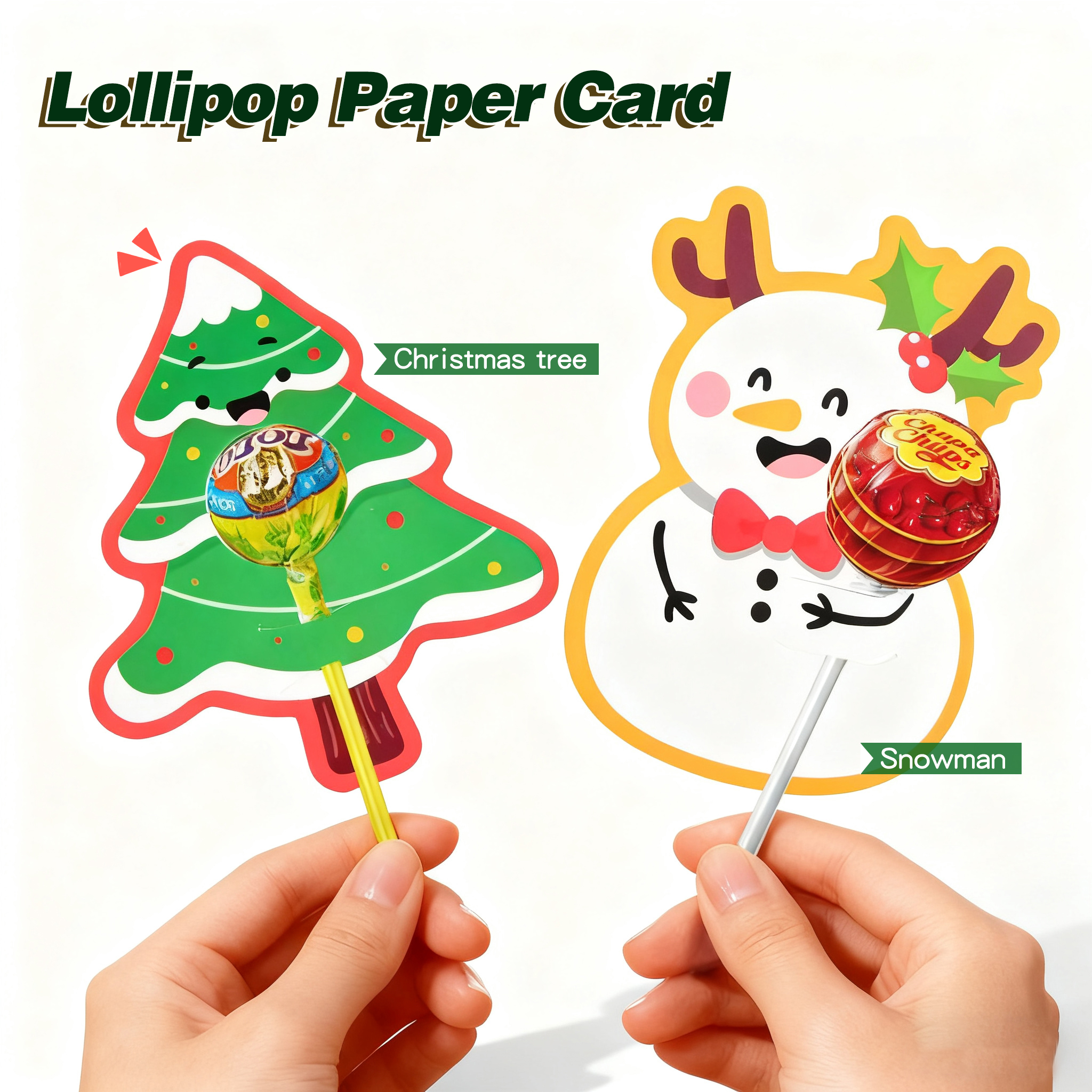 120 Pieces Christmas Candy Paper Card Holders for Lollipop DIY Gift ...