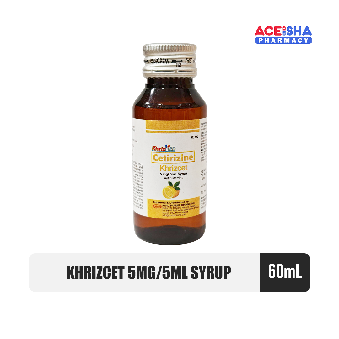 KHRIZCET 5mg/5ml Syrup - Cetirizine Dihydrochloride For Allergy Relief ...