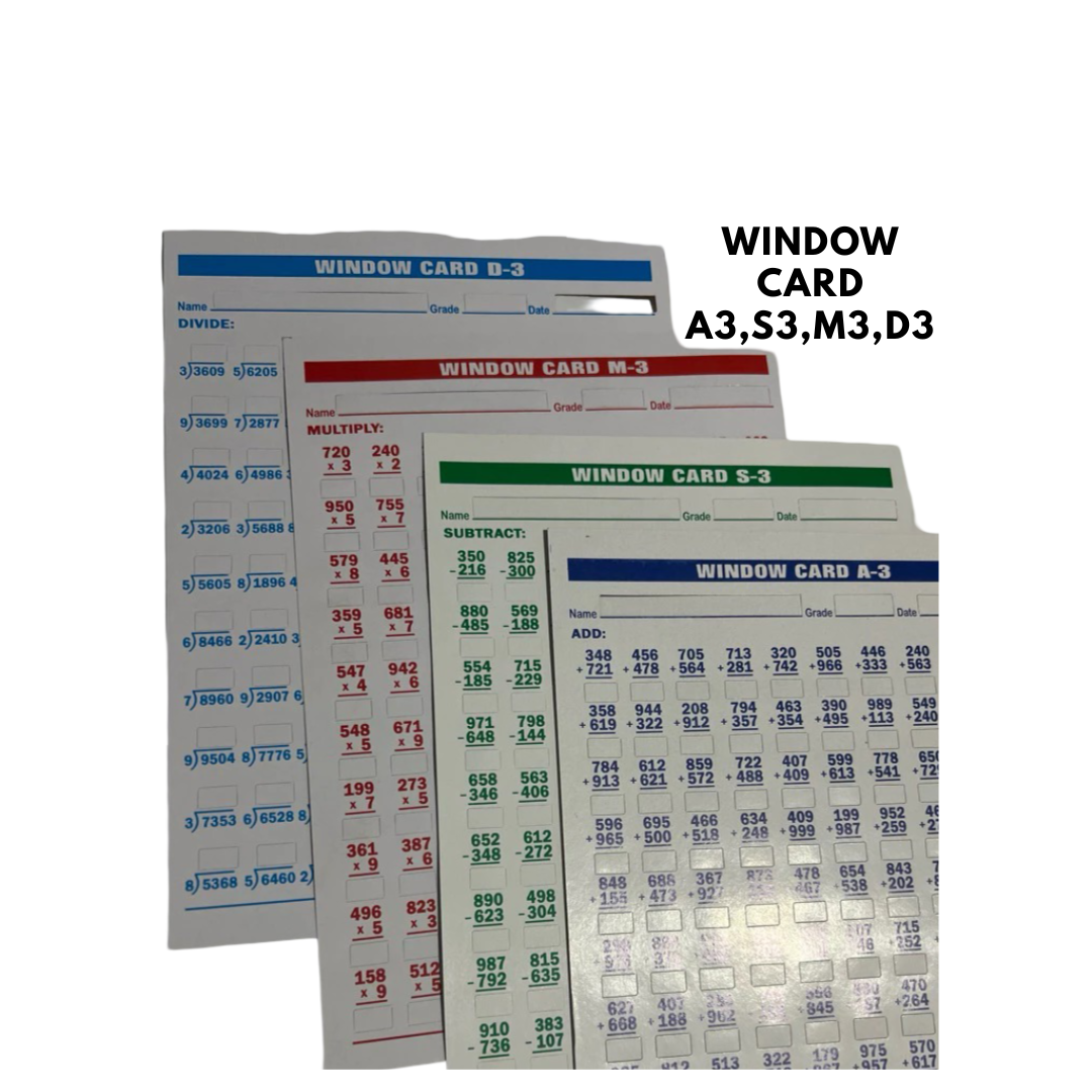 Window Card ADDITIONAL,SUBTRACTION,MULTIPLICATION,DIVISION Sold by 4pcs ...
