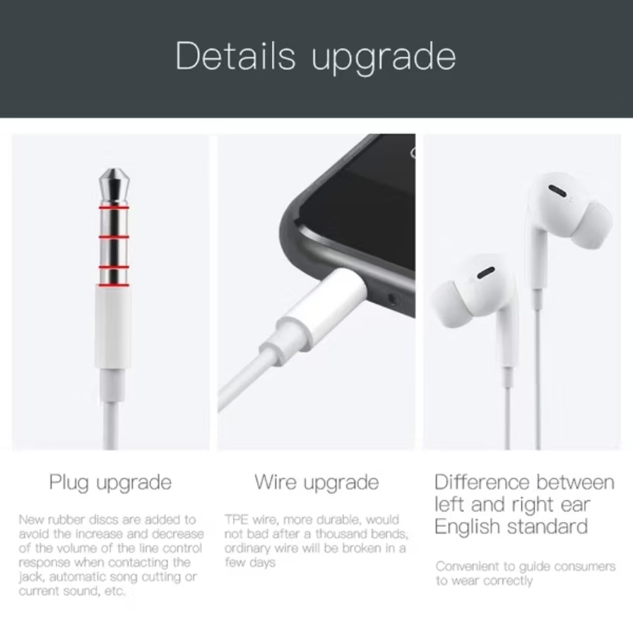 Type C Earphone ios 3.5mm Wired Earphone Universal Headphones Call ...