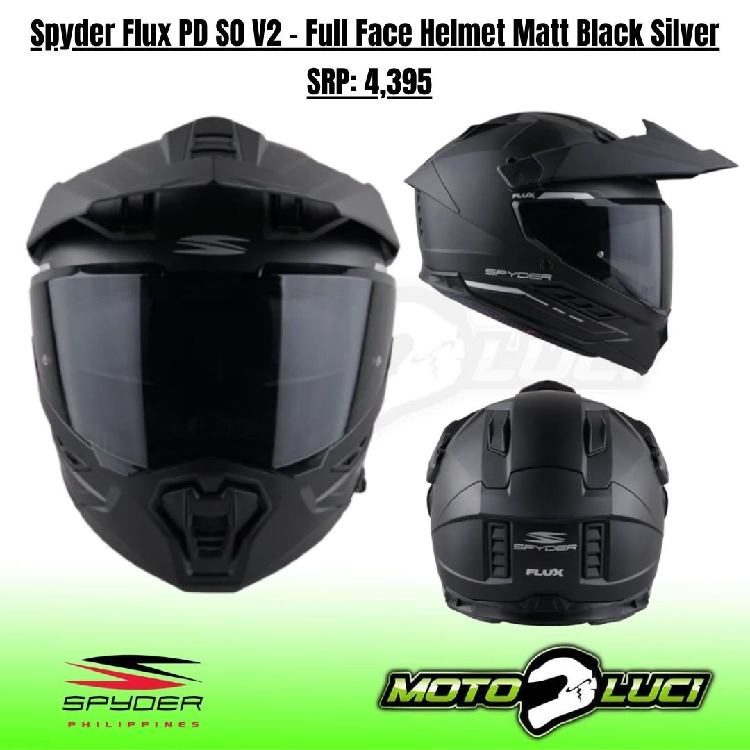 Spyder Flux PD S0 V2 - Full Face Dual visor Helmet (Free Clear Visor ...