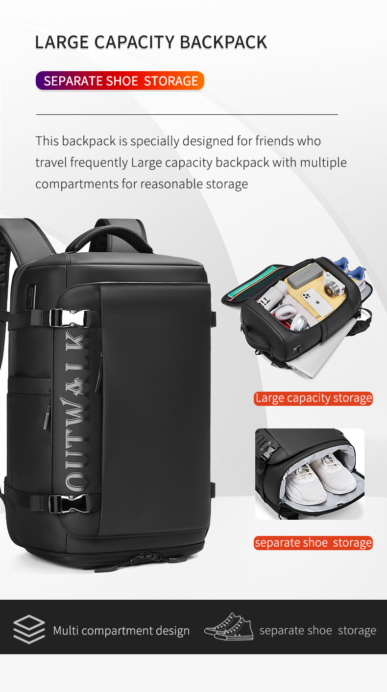 SEA CHOICE Fashion Backpack with USB Port & Shoe Compartment, Outdoor ...