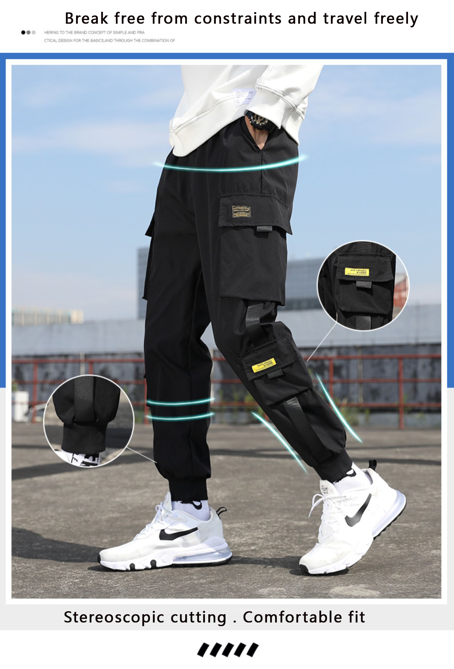 Cargo pants for men Korean style trendy casual street style jogging ...