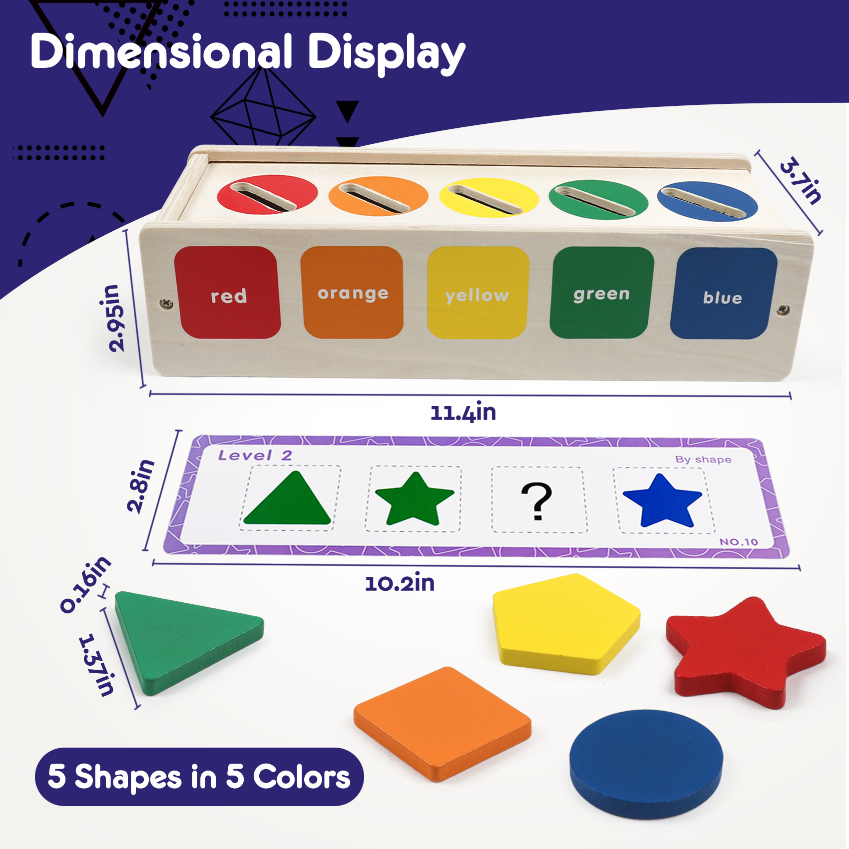Wooden Sorting Toys Montessori Color & Shape Sorter Class Activity ...