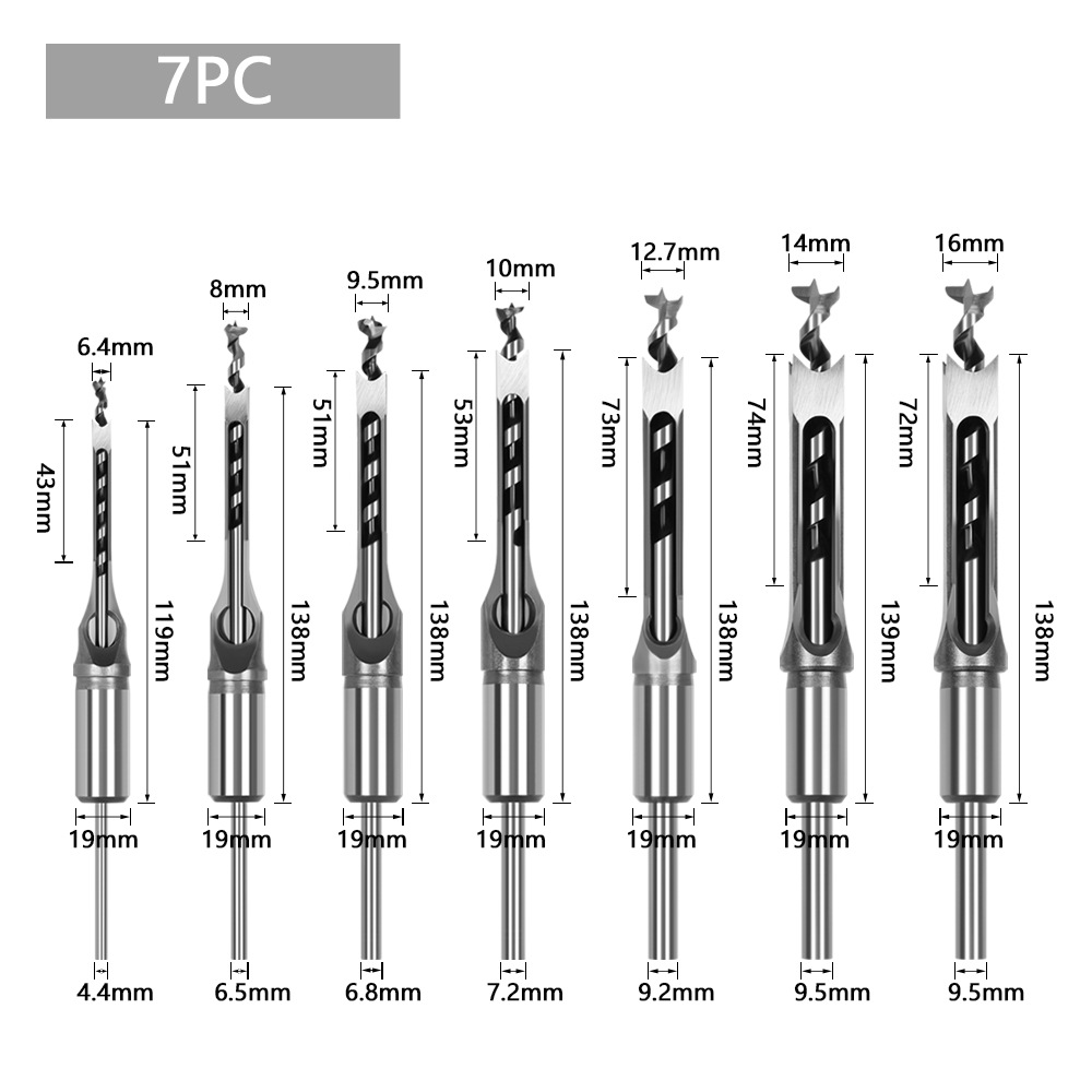 1Pcs 6-25mm HSS Twist Square Hole Drill Bits Auger Mortising Chisel ...
