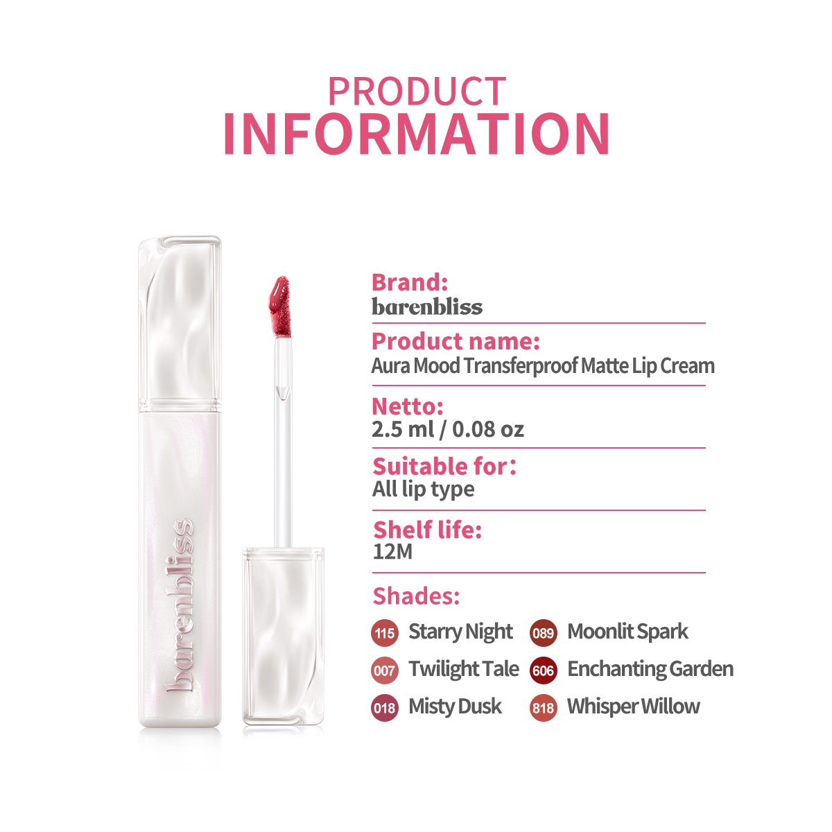 barenbliss Aura Mood Transferproof Matte Lip Cream + Moist Mochi Key ...