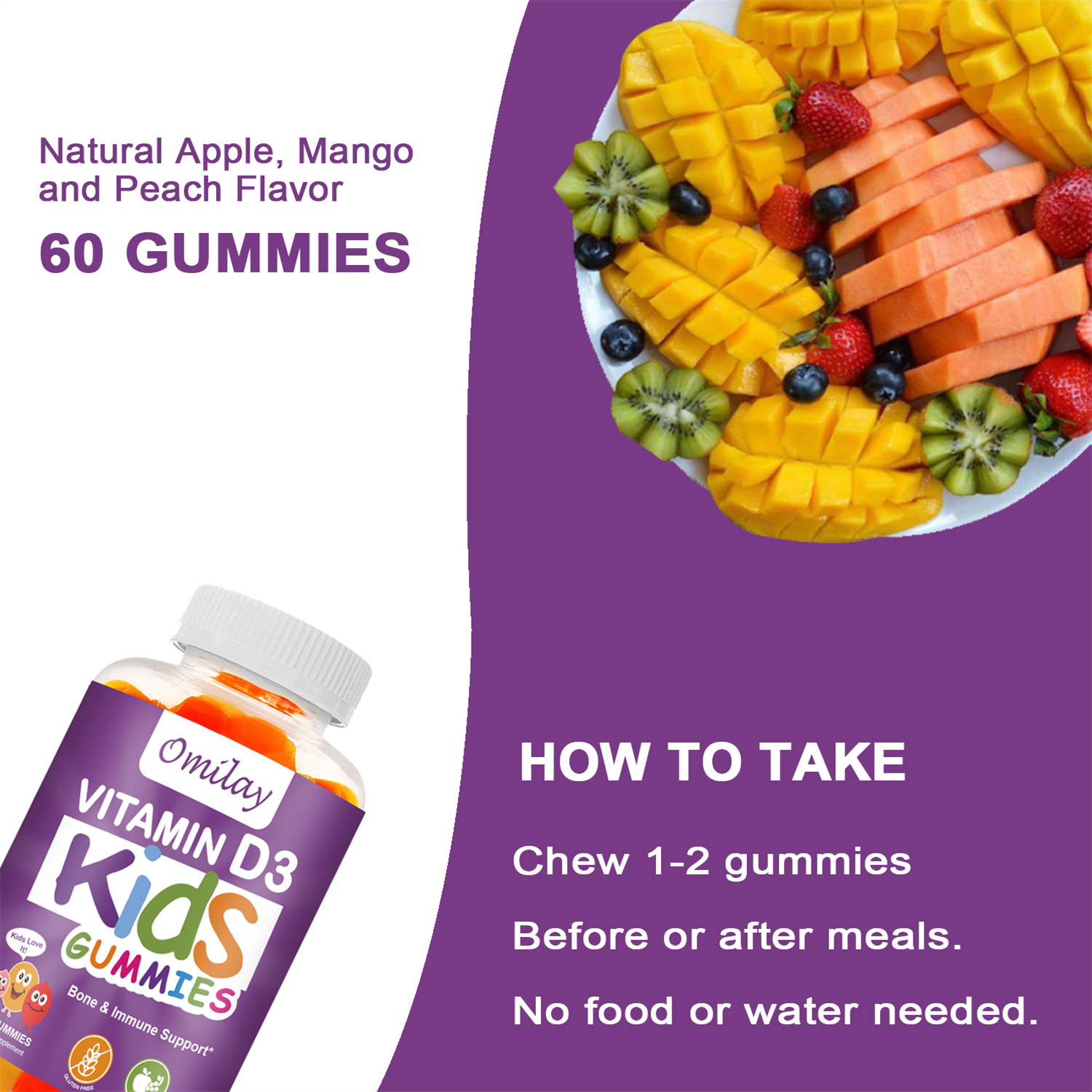 Vitamin D3 Immune Booster Vitamins for Kids Bone Muscle Heart Health ...