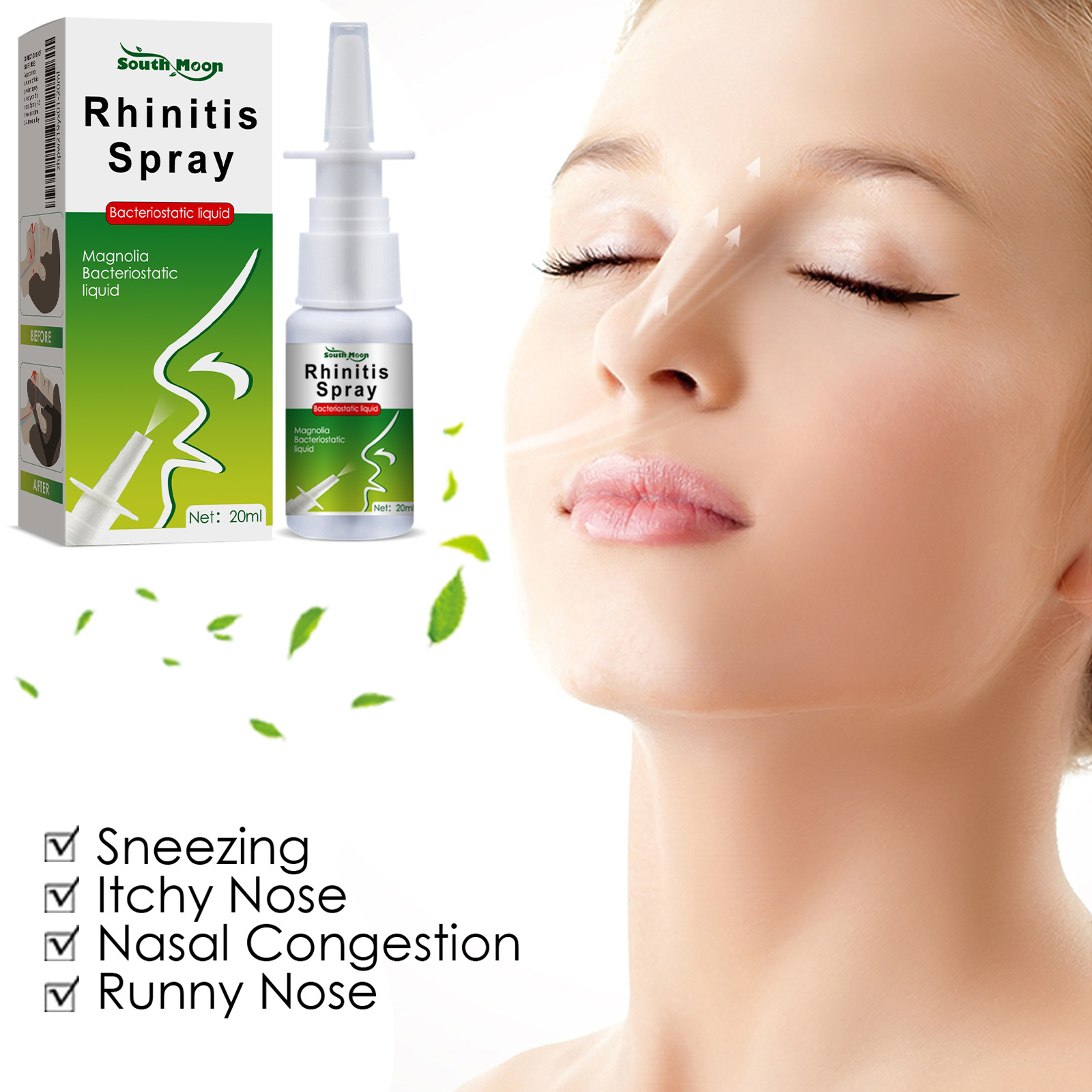 South Moon Rhinitis Spray 20ml Herbal Nasal Spray for Chronic Rhinitis ...