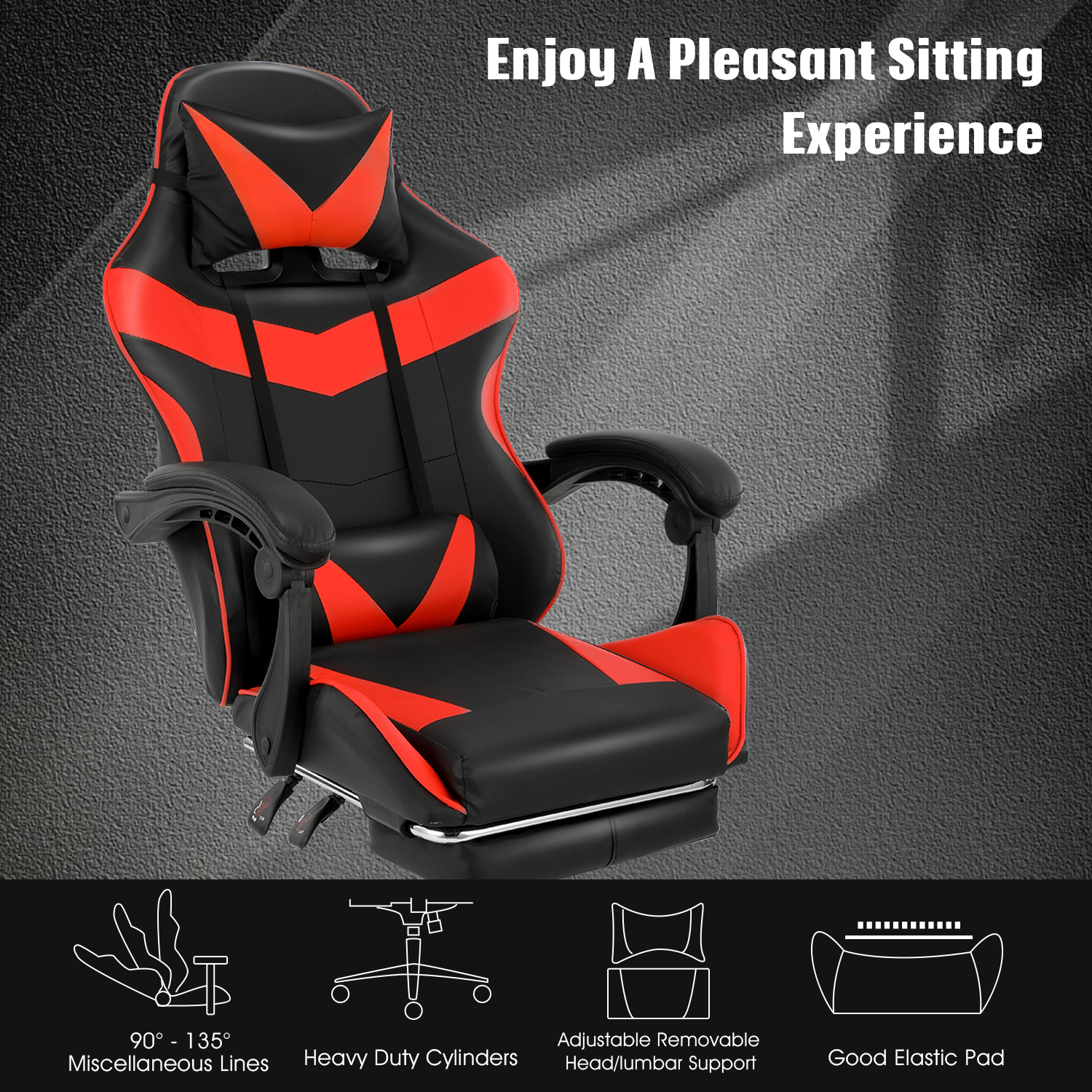 Massage Gaming Chair with Footrest Reclining Ergonomic High Back ...