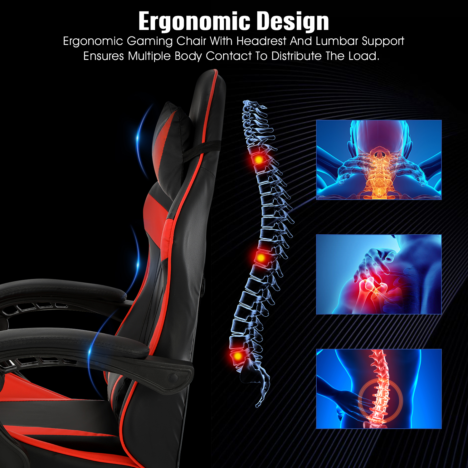 Massage Gaming Chair with Footrest Reclining Ergonomic High Back ...