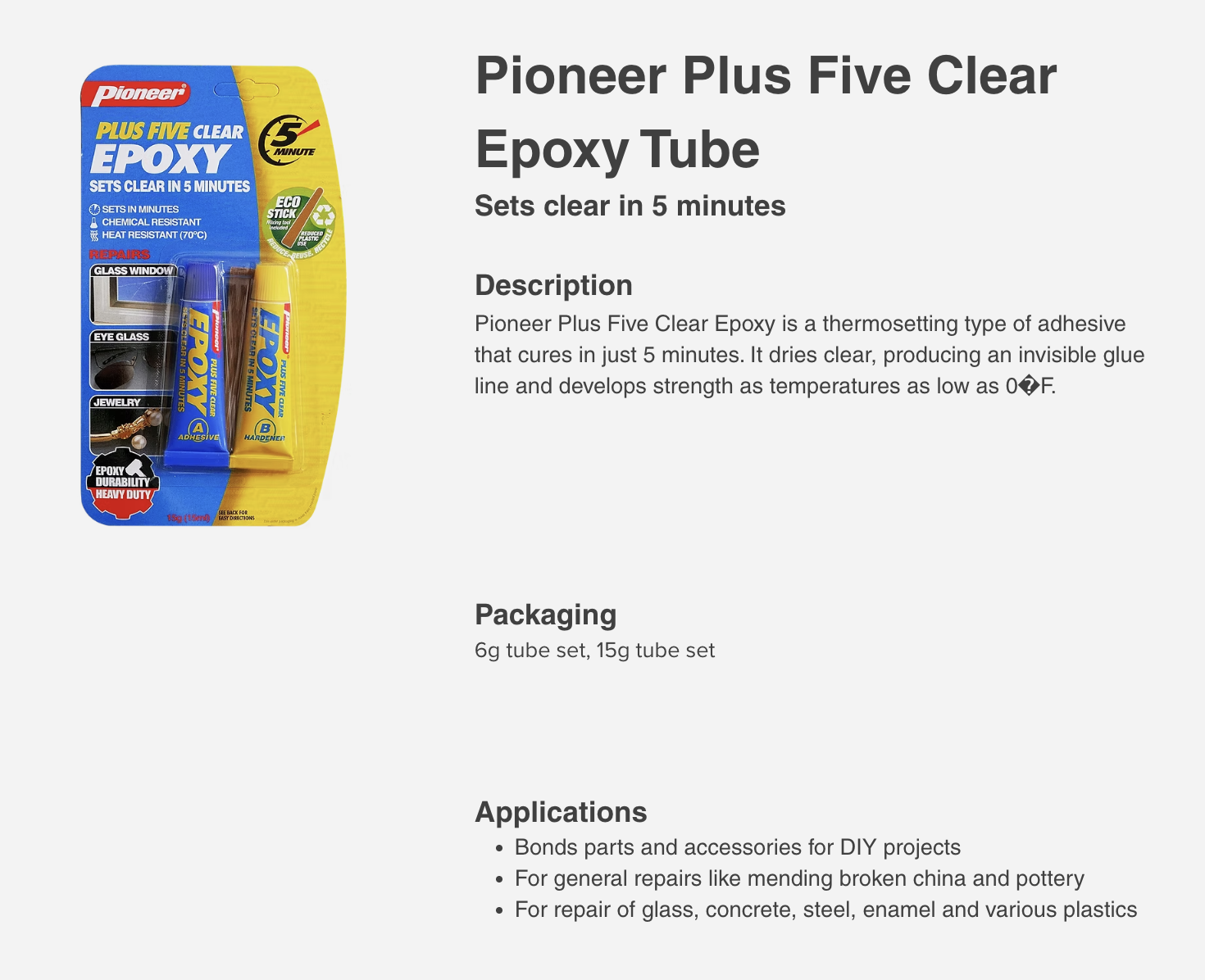 Pioneer Plus Five Epoxy Clear Epoxy 5 x 6G (STRIPS) | Shopee Philippines