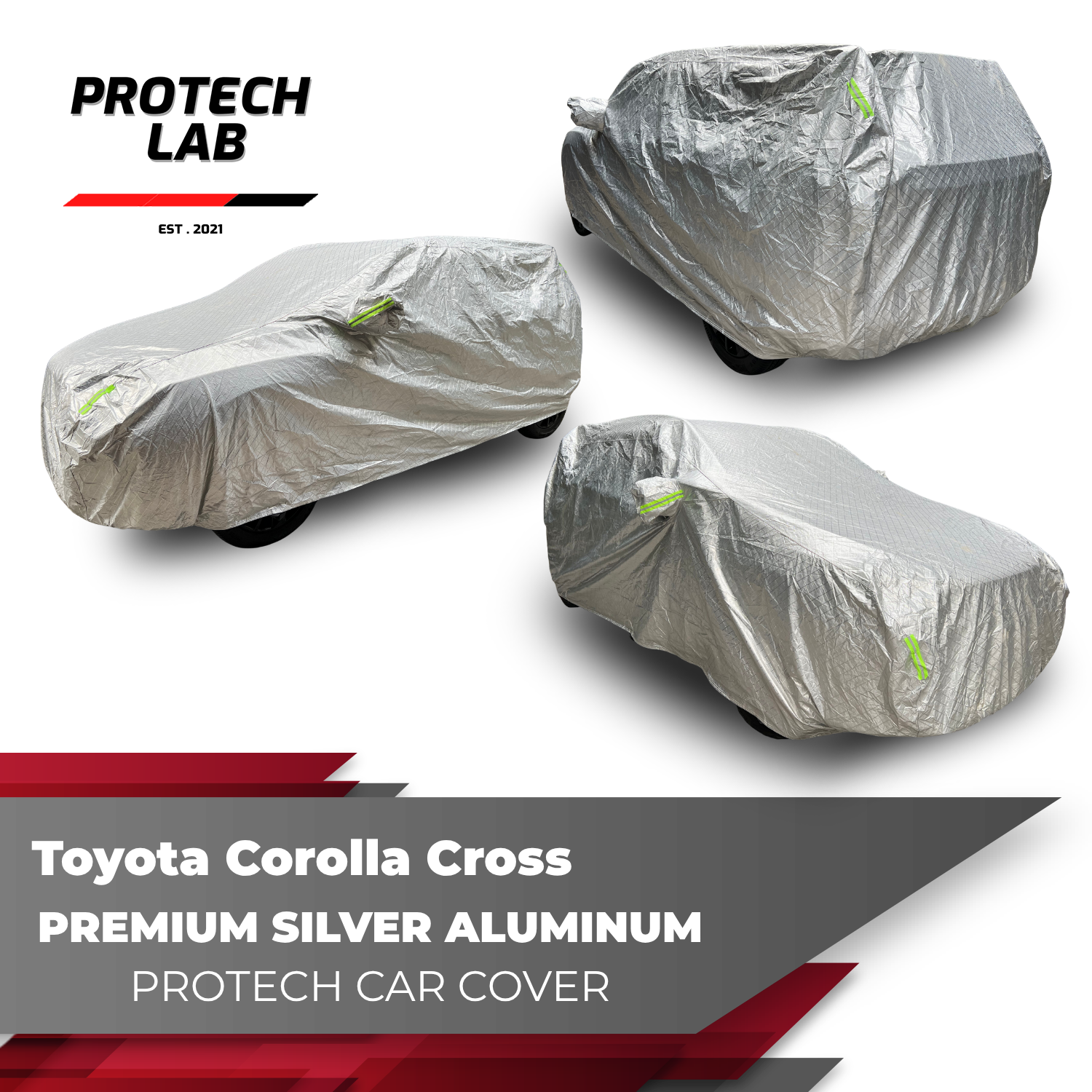 Toyota Corolla Cross Protech Lab - Premium 3-Layered All Weather SILVER Aluminum Car Cover ...