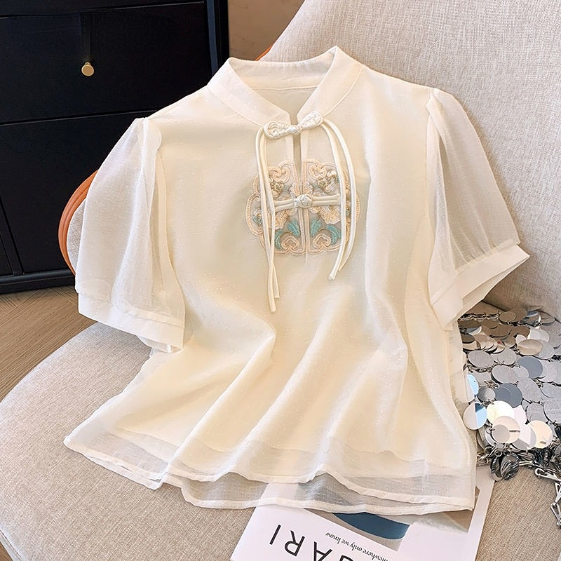asian inspired attire for women blouse Modern Filipiniana Top Eyelet ...