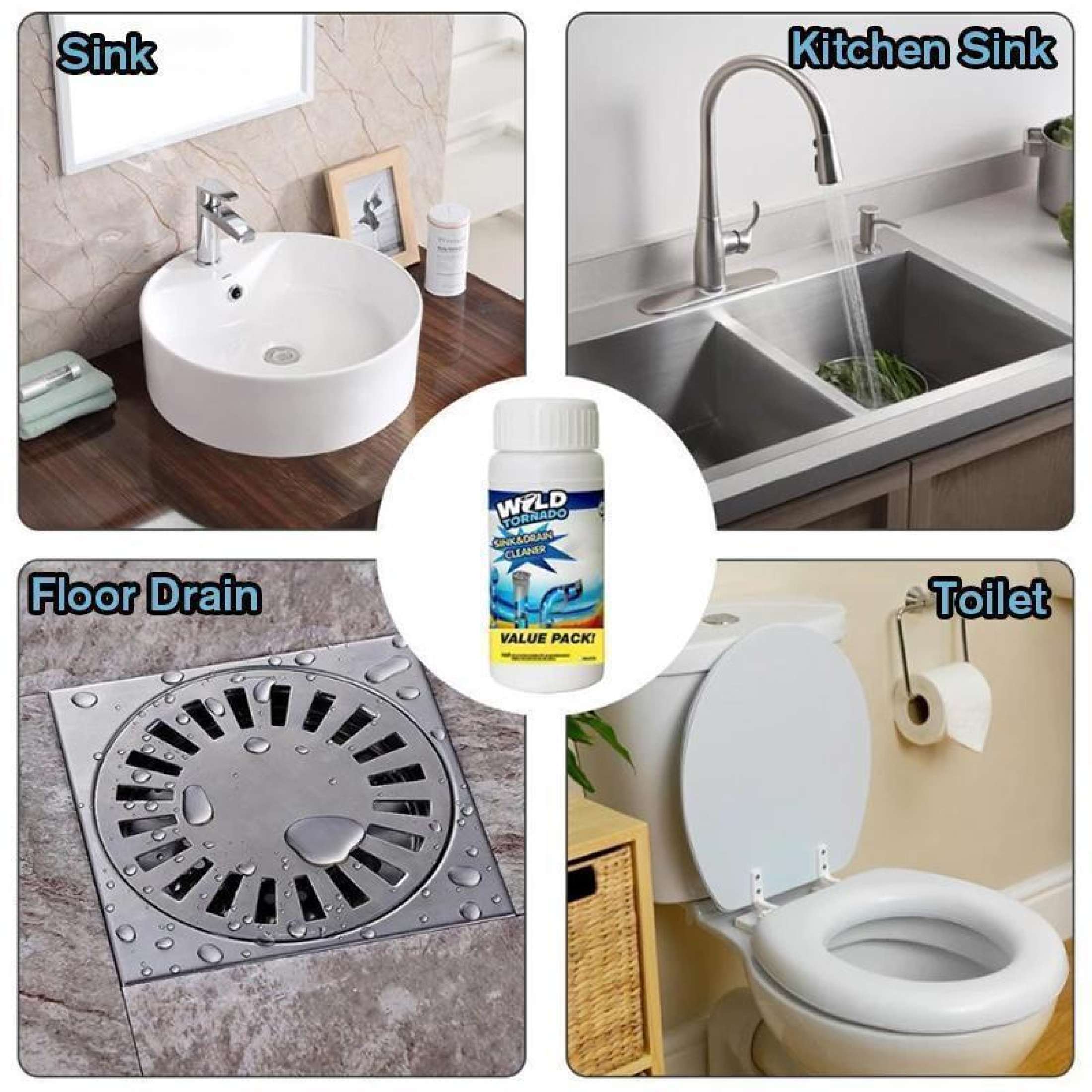 Sink & Drain Cleaner Powerful Solution for Clogged Sinks, Bathroom ...