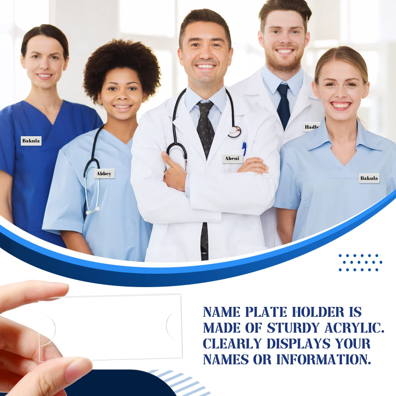 10Pcs Magnetic Acrylic Name Badge Holder 70x30mm for Office Conference ...