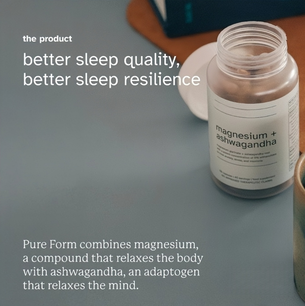 PURE FORM Ashwagandha Magnesium Glycinate Complex Supplement Restful ...