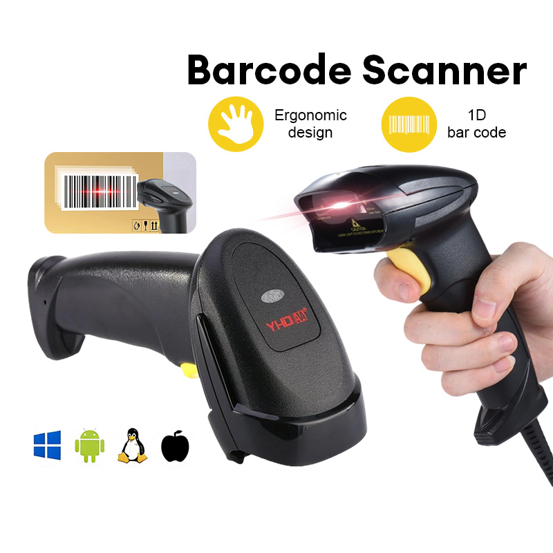 Wired Usb Handheld 1D Barcode Scanner With Multi-System Compatibility ...