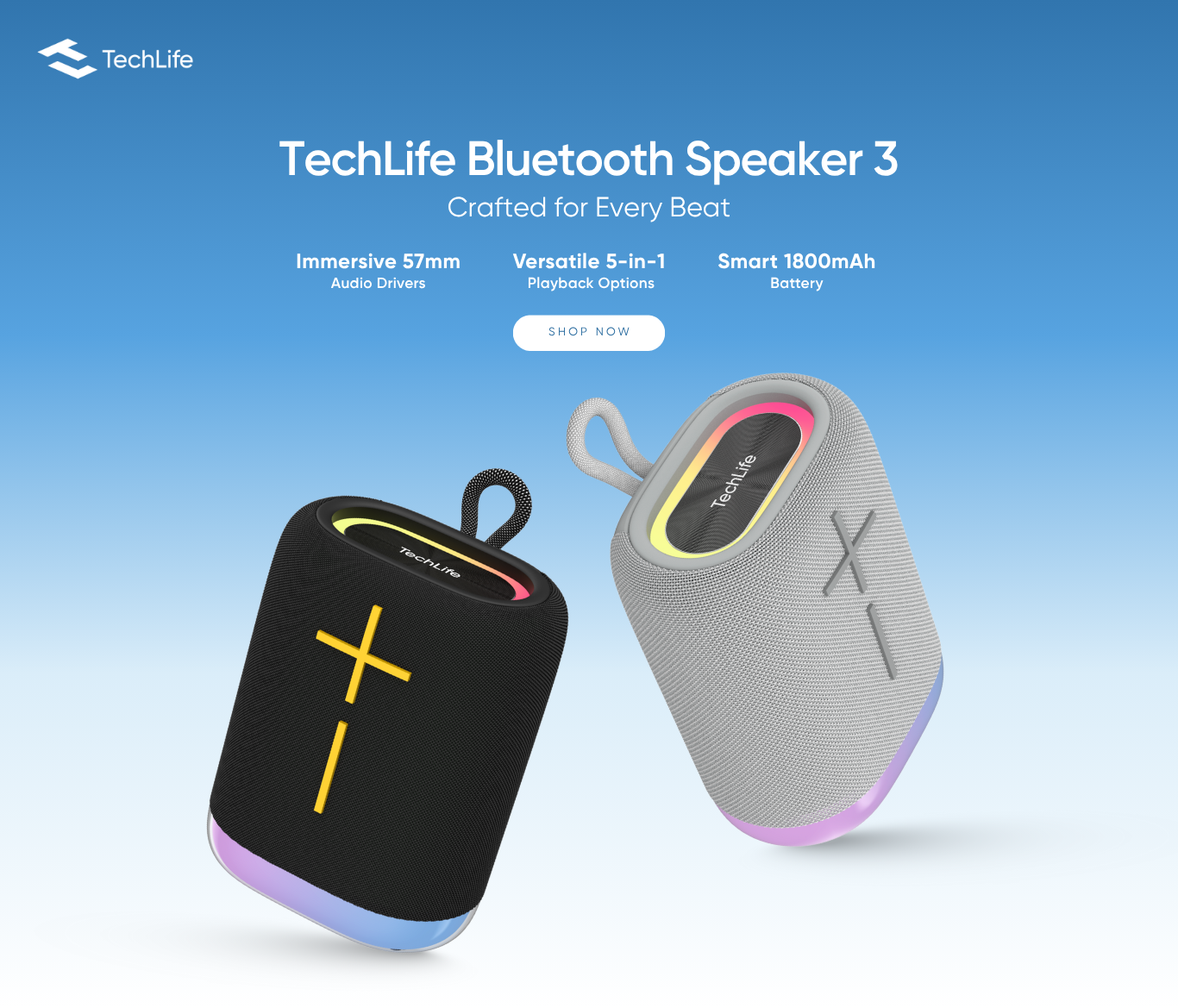 TechLife Bluetooth Speaker 3 l Smart 1800mAh Battery l Splash-Proof ...