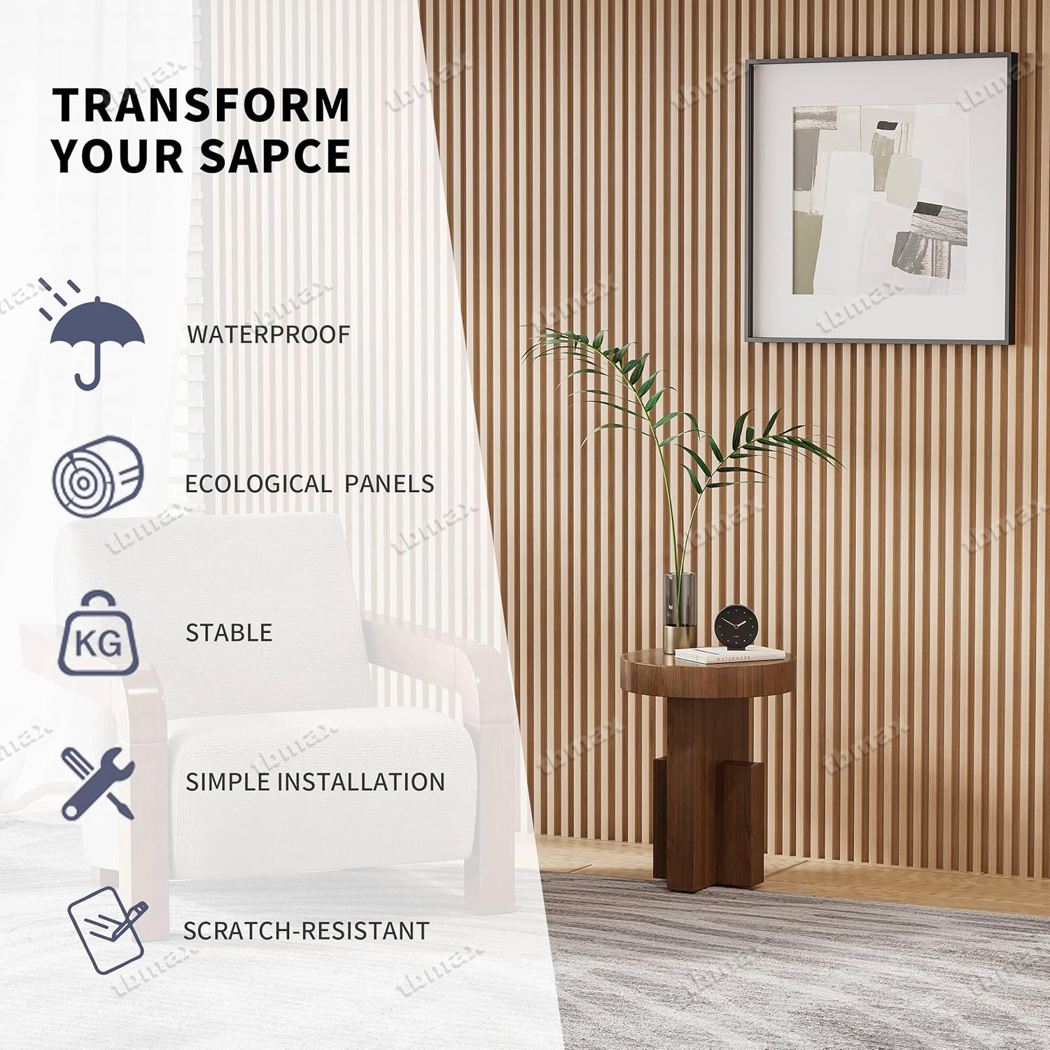 Buy 1 take 3 WPC Fluted Wall Panel Pvc Wood Panel Sticker Waterproof ...