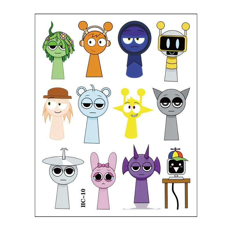 4Sheets Incredibox Sprunki Waterproof Temporary Tattoo Sticker Gift For ...