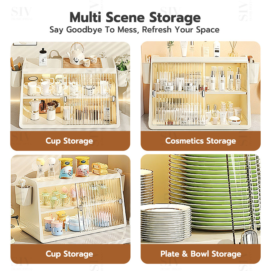 SIV Desktop Plastic Storage Cabinet Tea Coffee Cup Storage Rack Spice ...
