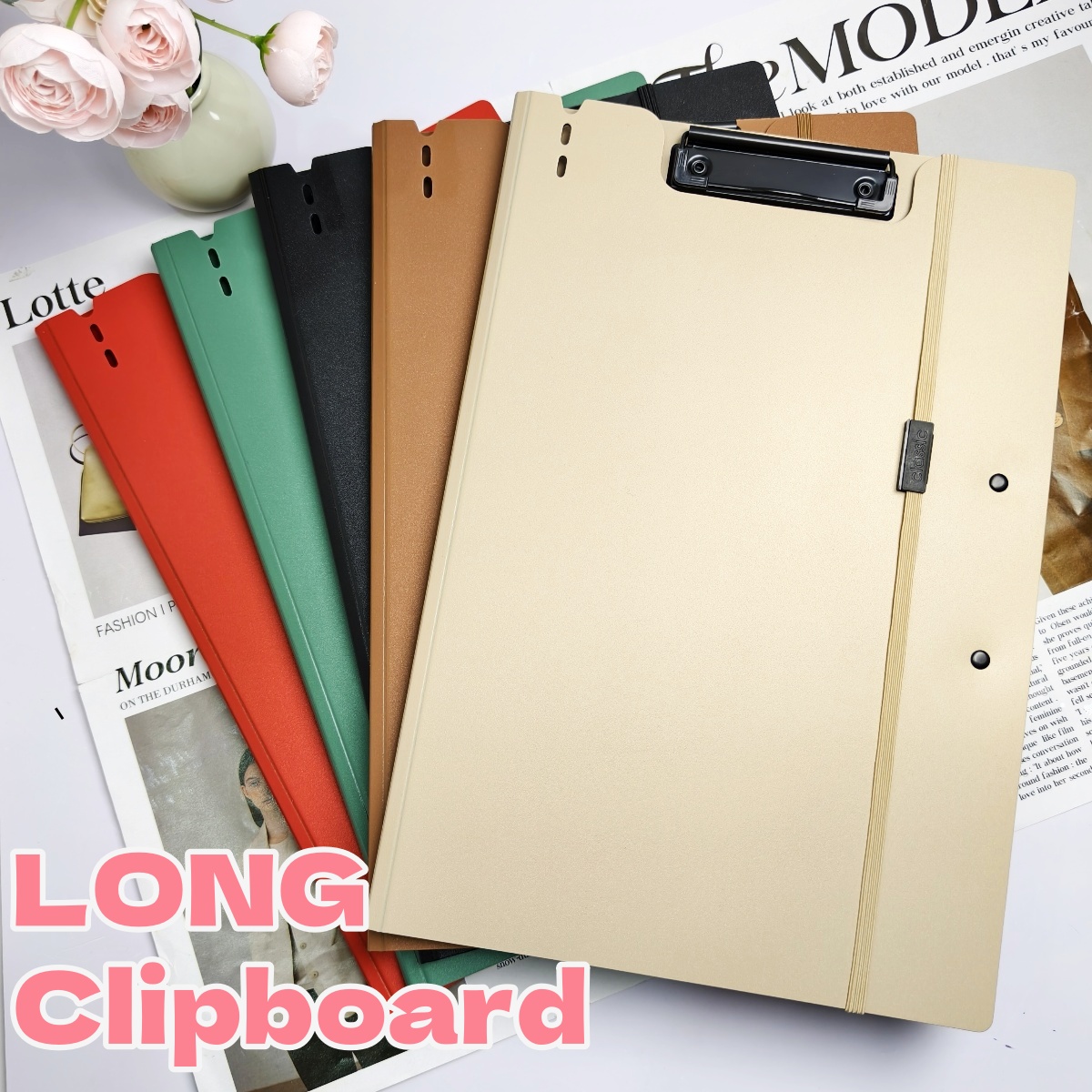 Long Clipboard with Cover Double Clip File Folder with Straps File ...