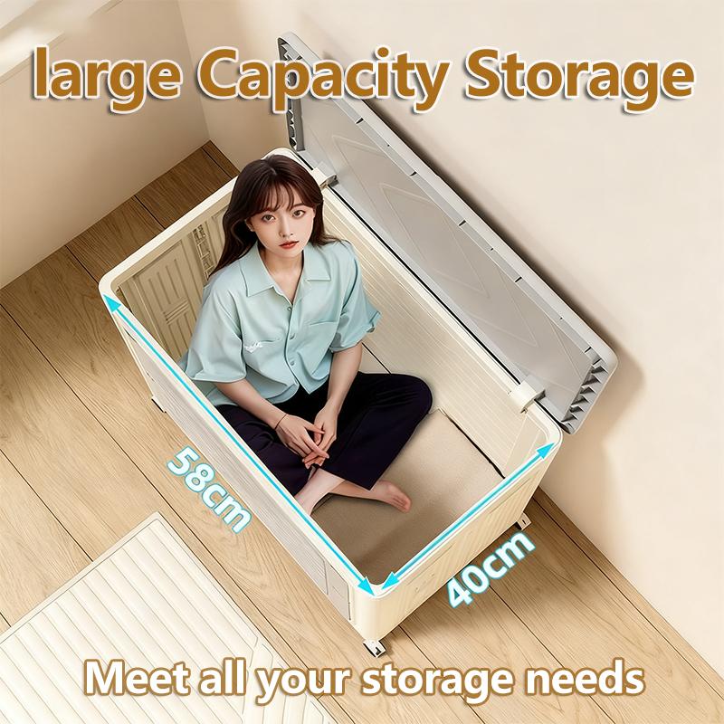 JOVNO Folding Storage Box Bedroom Flip-top Storage Cart 2 Door Bedside ...