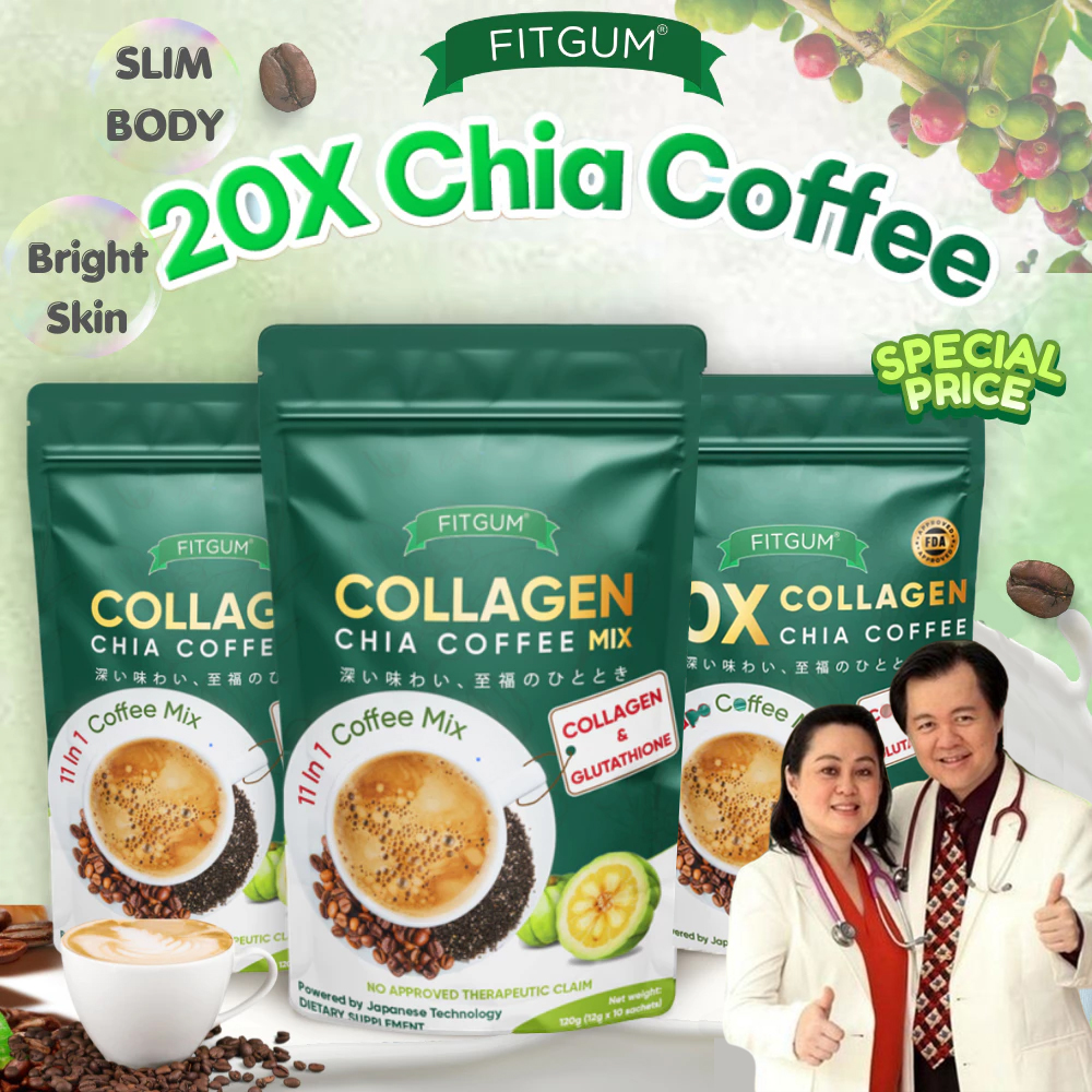 FITGUM 20X Collagen Chia Coffee For Weight Management Anti-Aging ...