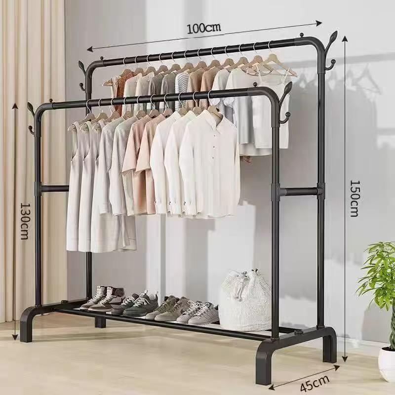 Portable and adjustable clothes rack with multiple options,Double pole ...