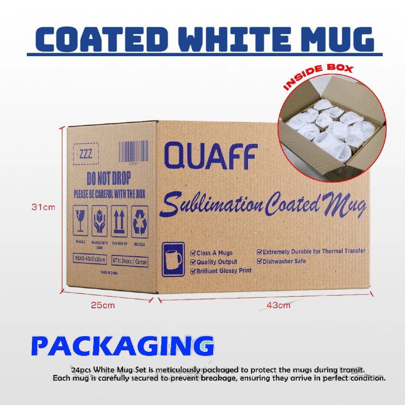 QUAFF 11oz White Sublimation Mug – 1 Box (12pcs/24pcs) | Printable ...